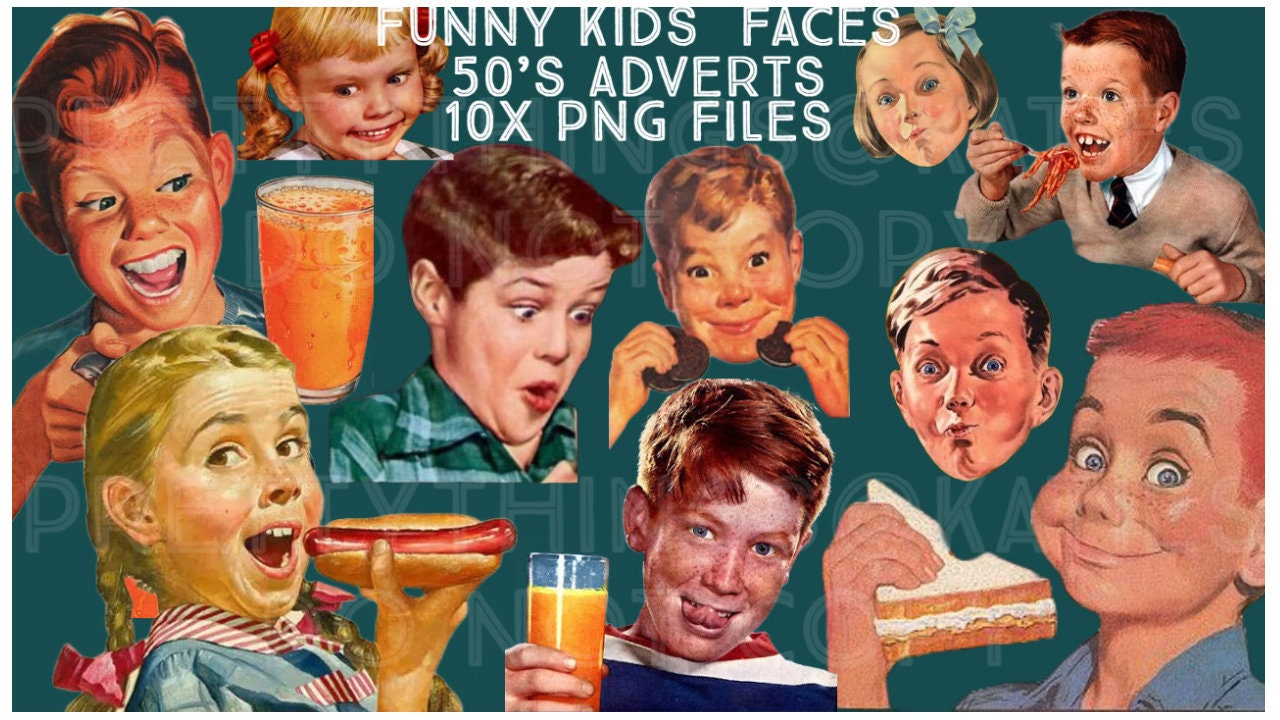50s Kids Adverts Funny Faces 50s Children Vintage Clip - Etsy