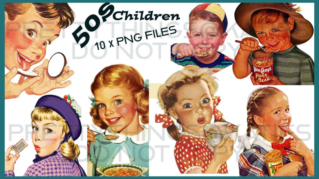 50s Kids, 50s Children, Vintage, 1950s, Clip Art,50s Adverts, Scaleable ...