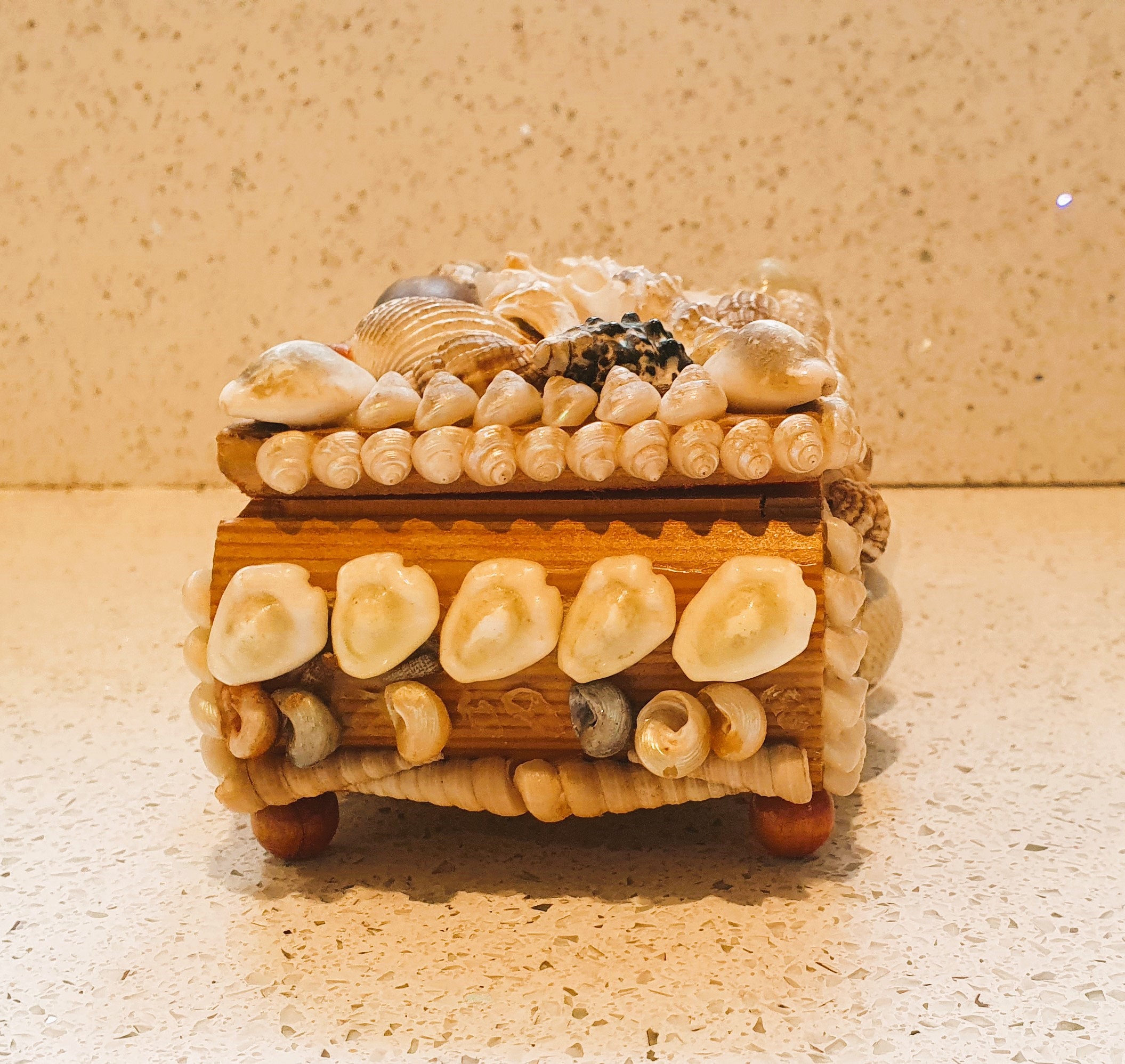 Vintage Sea Shell Box, Box Made of Sea Shells, Sea Shell Art, Real ...