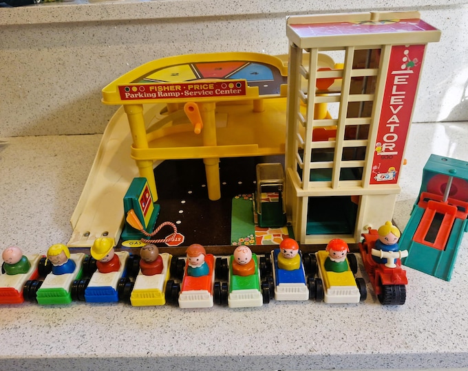 Vintage Fisher Price Garage: 70s Complete Play Family Set With Cars ...