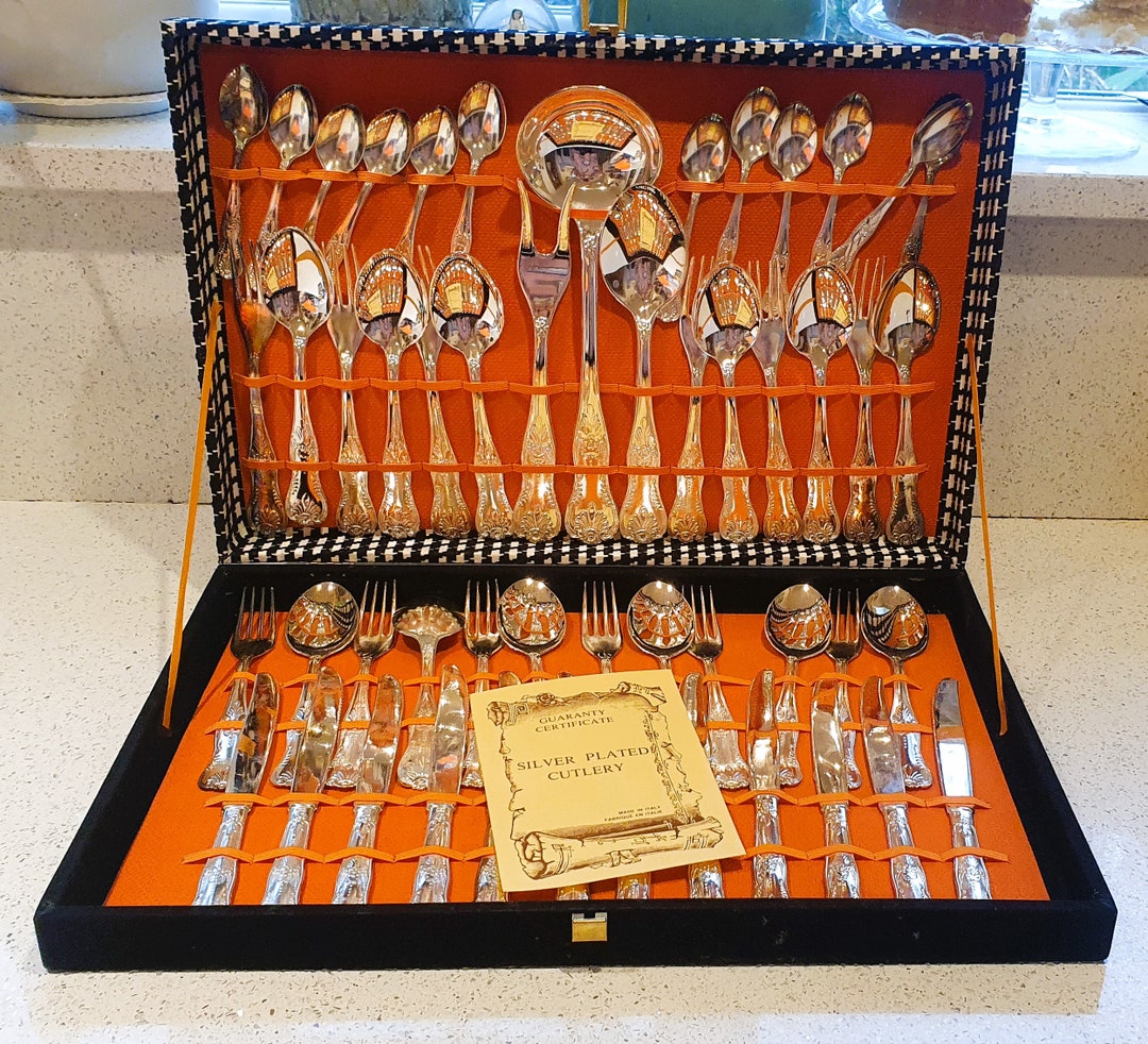 Vintage LBL Italian Silver Plated Cutlery Set 51 Piece, 12 Complete ...