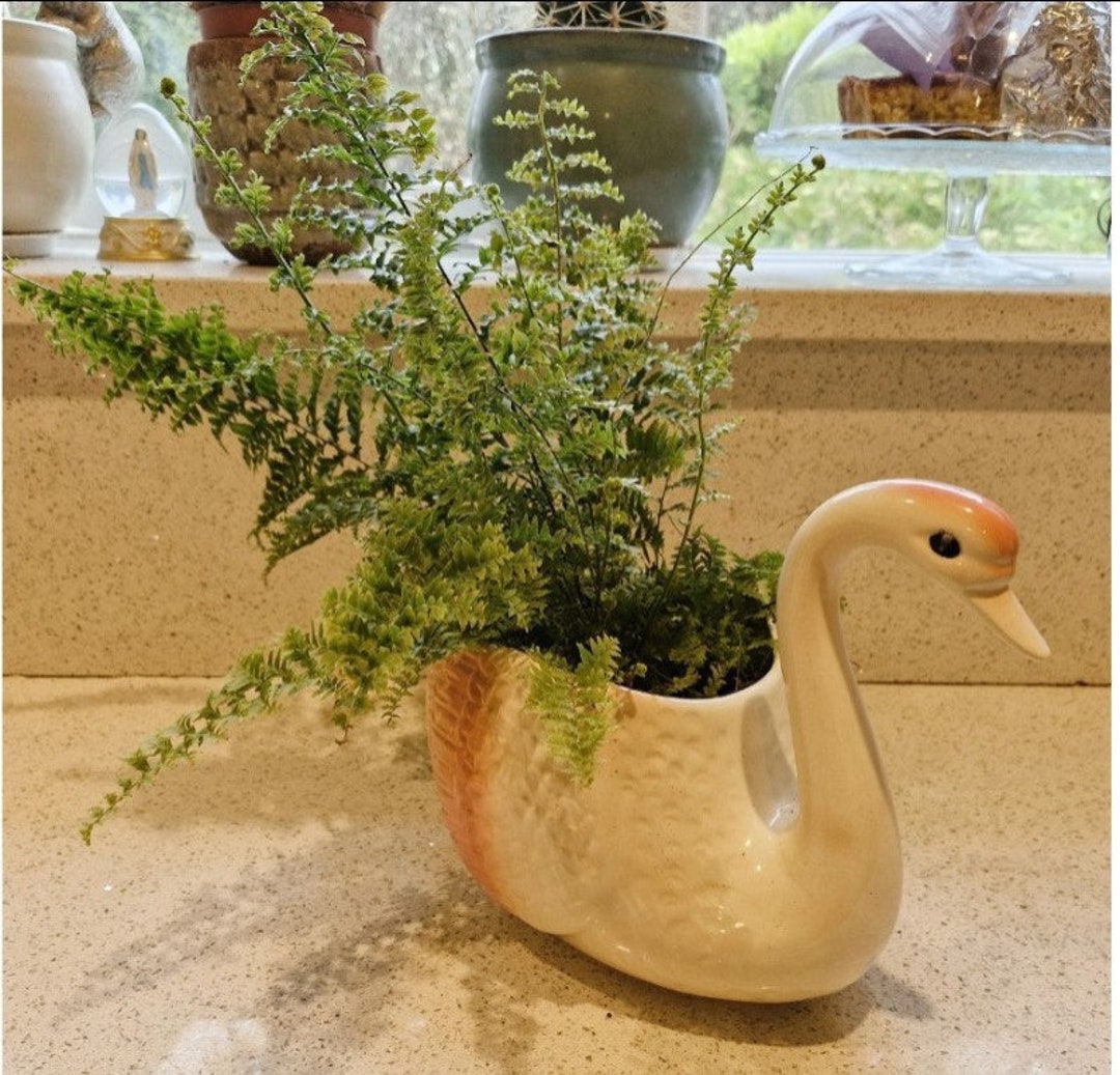 Swan Shaped Planter, Large Swan Shaped Plat Pot, Vintage Swan Plant Pot ...