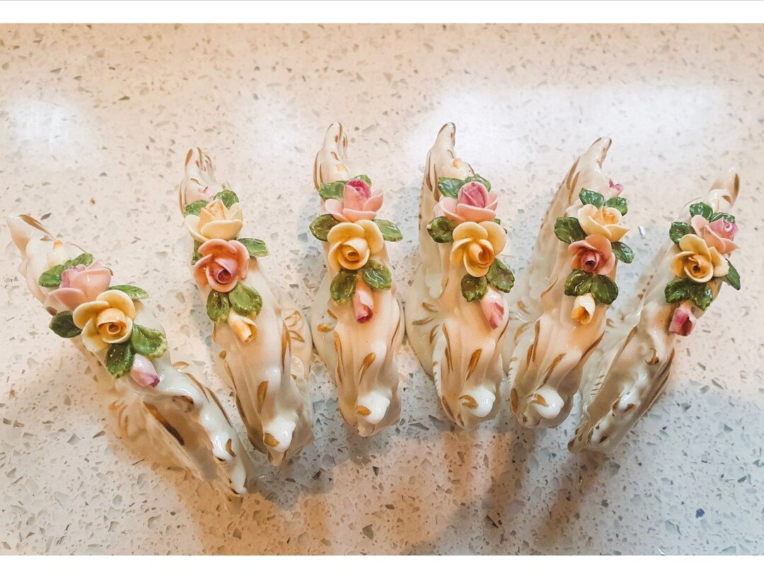 Vintage Ceramic Napkin Rings, Vintage, Italian, Napkin Rings, Set of 6 ...