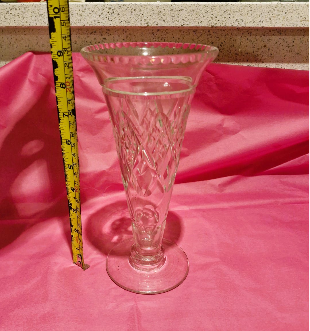 Vintage Crystal Vase, Vintage Glass Vase, 9 Inches ,decorative, Flared ...