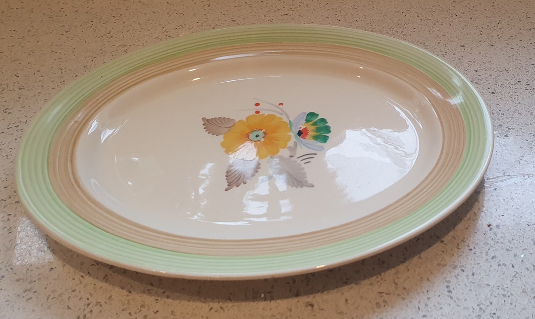Vintage Tams Ware Serving Platter: Hand-painted Floral Earthenware ...