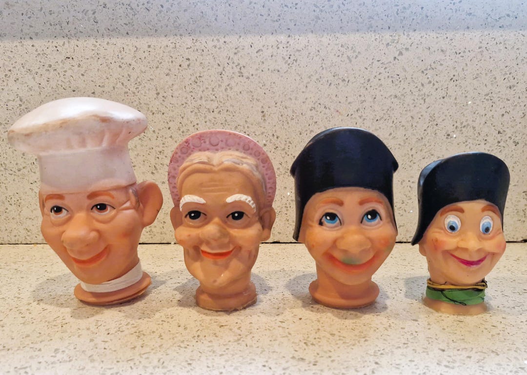 Vintage Rubber Head Hand Puppets: Swiss / German, Puppet Theatre ...