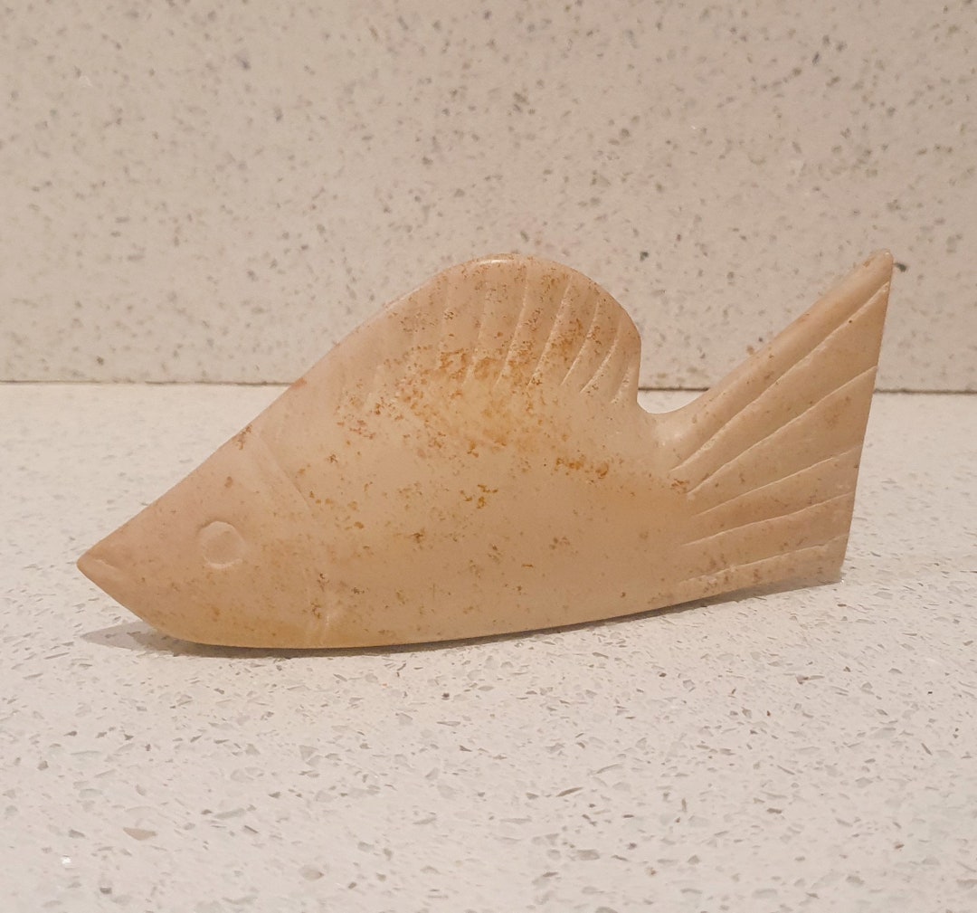 Vintage Hand Carved Soapstone Fish Ornament - Etsy