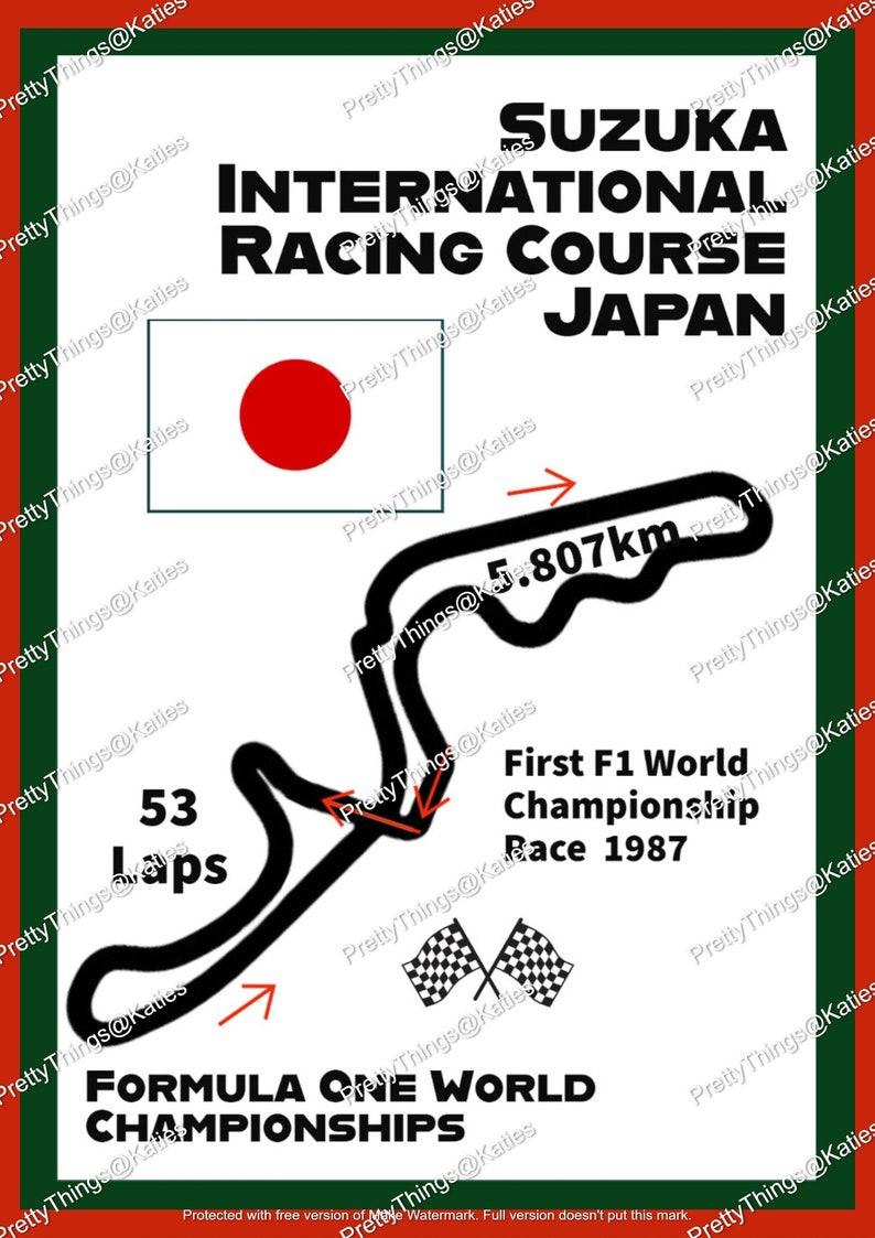 Suzuka F1 Track, Japan, F1 Track Outline, Formula One World ...
