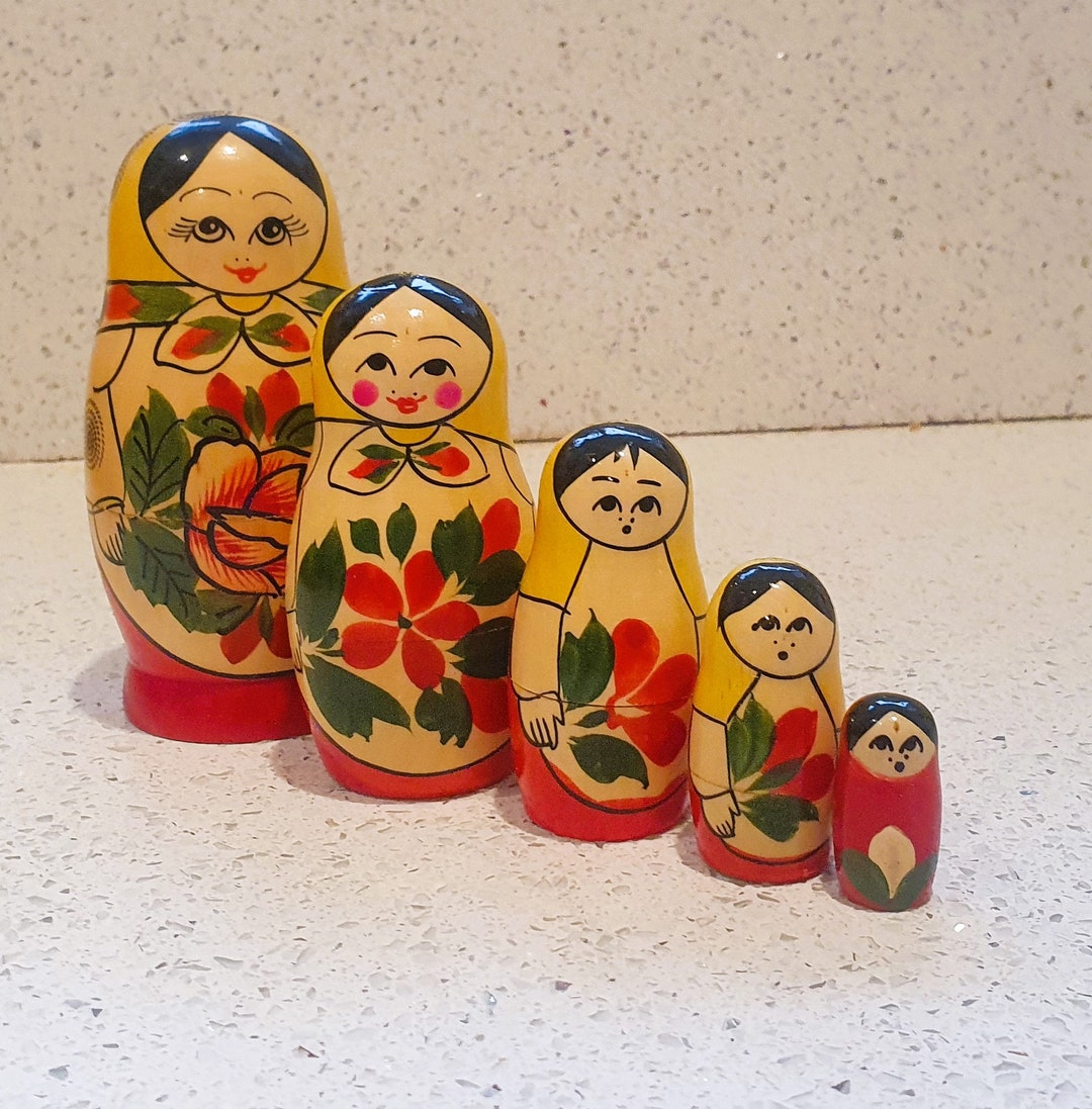 Vintage Russian Dolls Set, Nesting Dolls Set, Stacking Hand Crafted ...