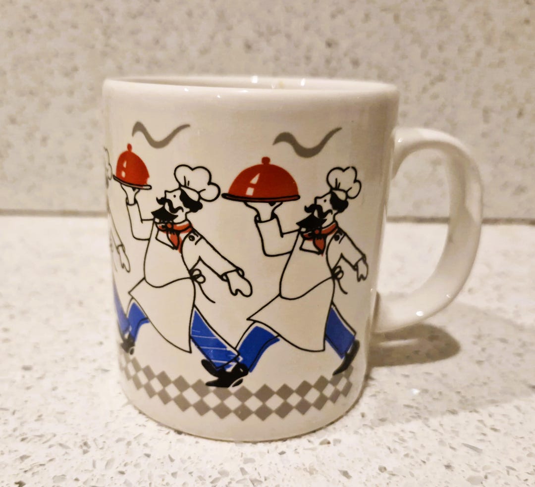 Vintage Chef Mug, Bon Appetit, Chefs Carrying Trays, 80s, 90s, Jolly ...