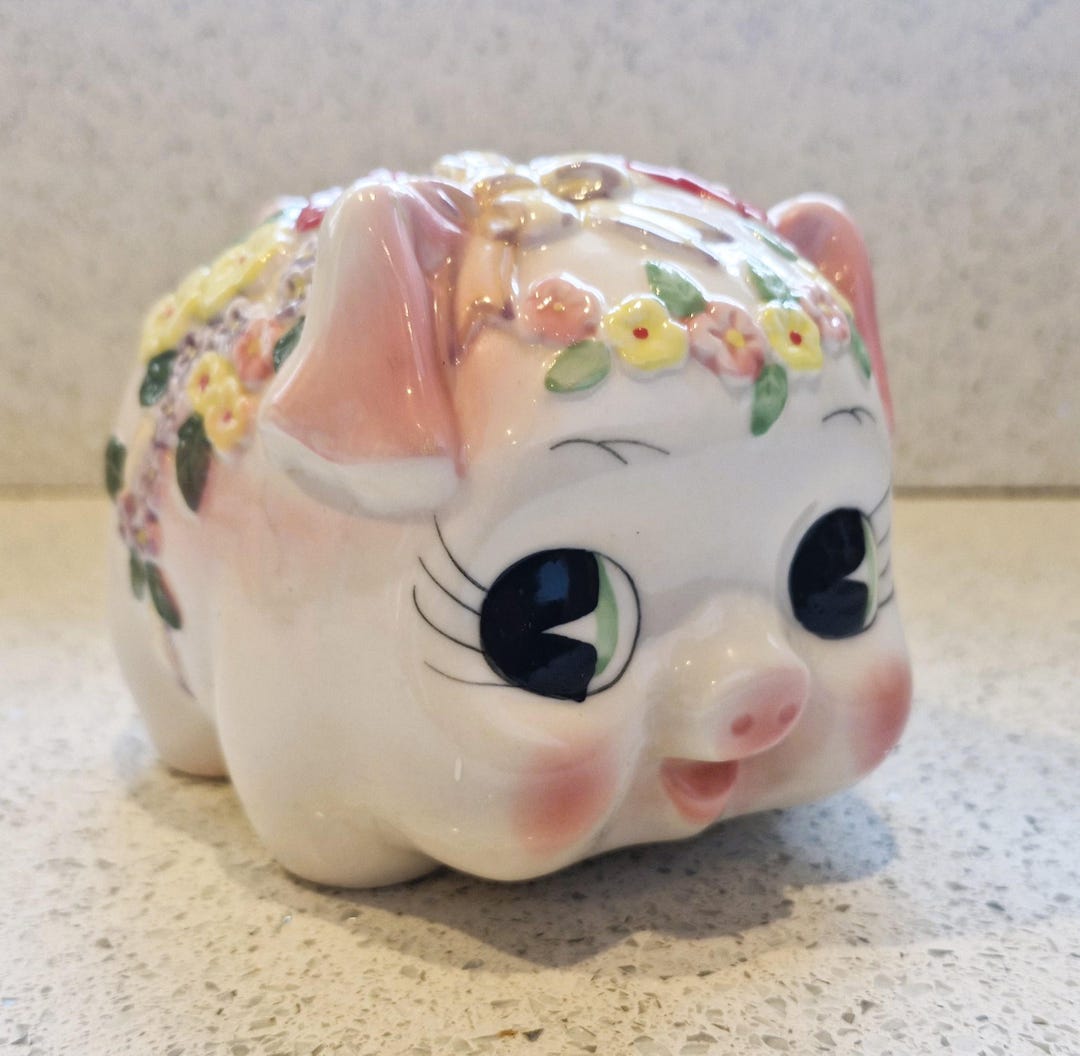 Vintage Ceramic Piggy Bank: Hand-painted Kitsch Money Box - Etsy