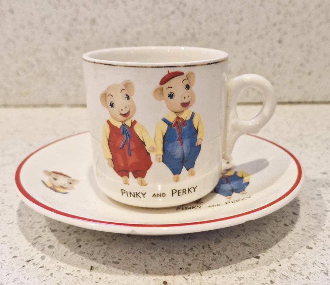 Vintage Pinky and Perky Cup and Saucer Set - 1960s Made in England - Etsy