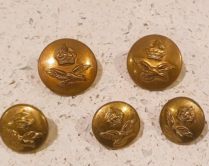 WW2 RAF Buttons, Brass, Made in Birmingham, Royal Ait Force, RAF Wings ...