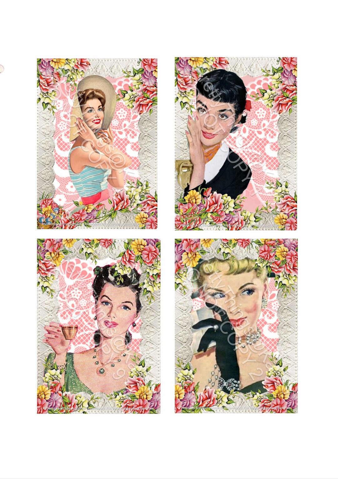 Kitsch, Digital Download Art Prints, Printable Art Prints, 50's, Girly ...