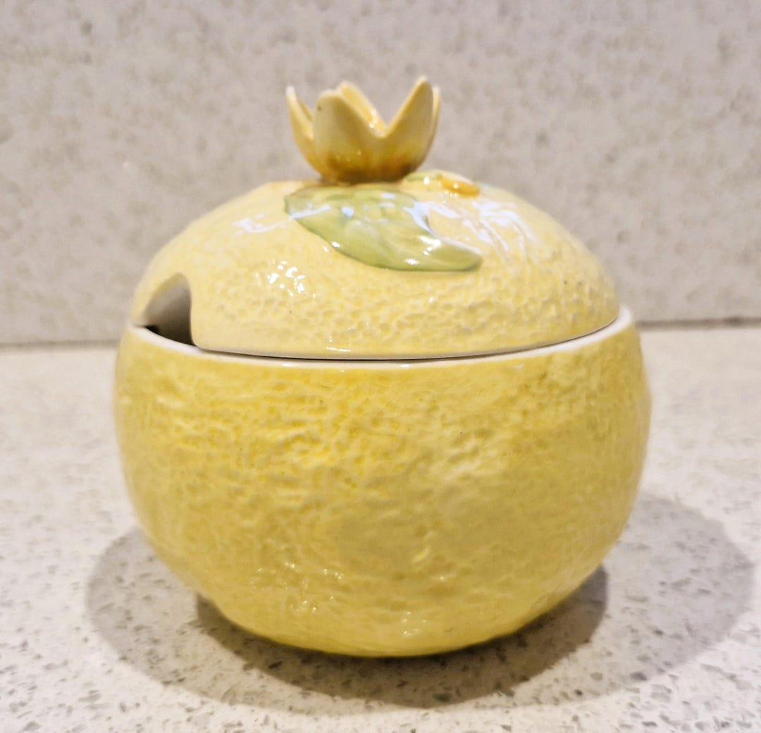 Vintage Crown Devon Yellow Floral Lidded Sugar Bowl - Etsy