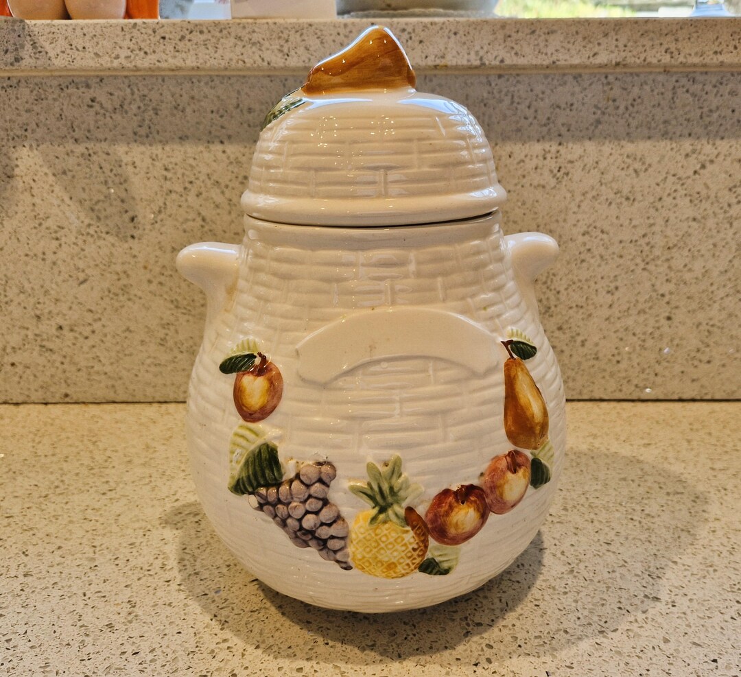 Vintage Rayware Majolica Cookie Jar: Large Ceramic Fruit Design - Etsy