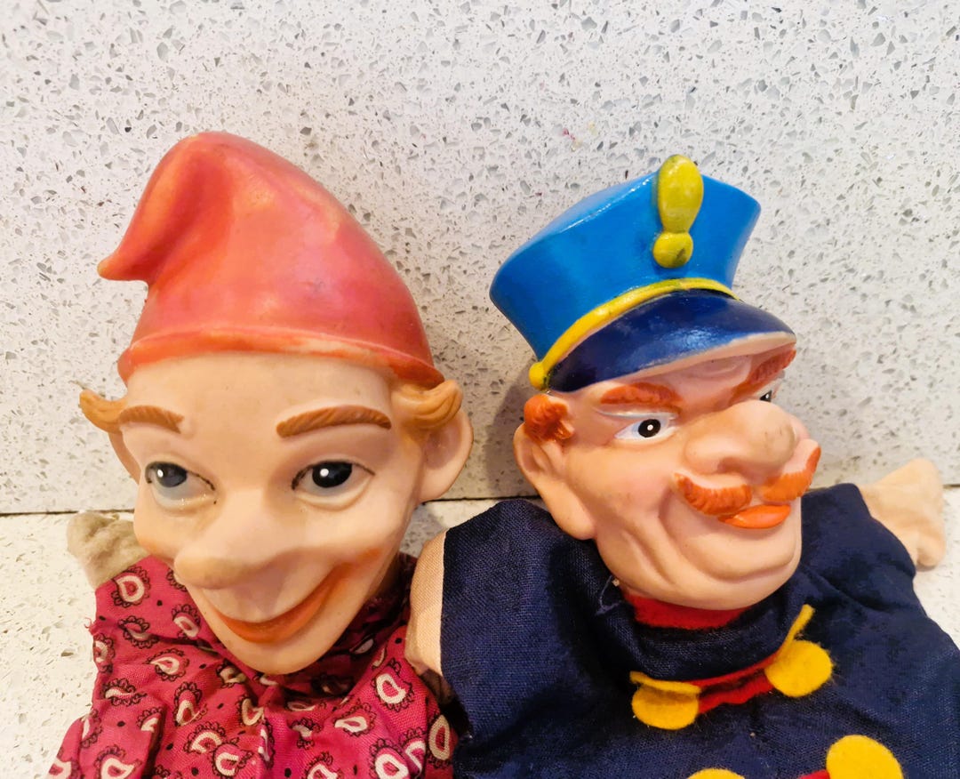 Vintage Rubber Face Hand Puppets - Jester & Policeman - Etsy