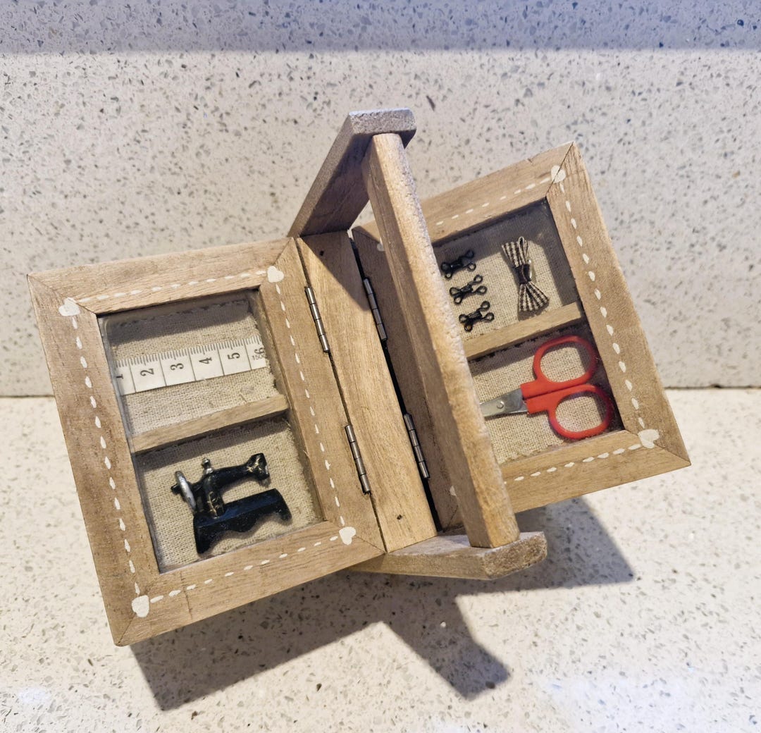 Vintage Sewing Box, Wooden, Quirky, Small, Cute, Wooden Sewing Box ...