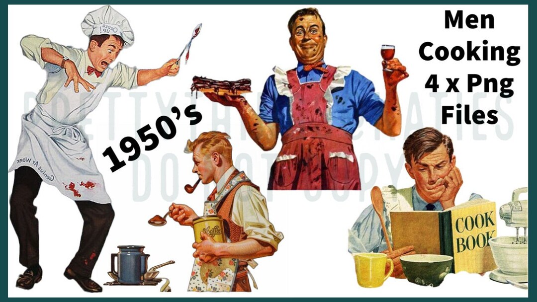 Man Cooking, Men, Man, Funny, Vintage, 1950s, Clip Art, 50s Adverts ...