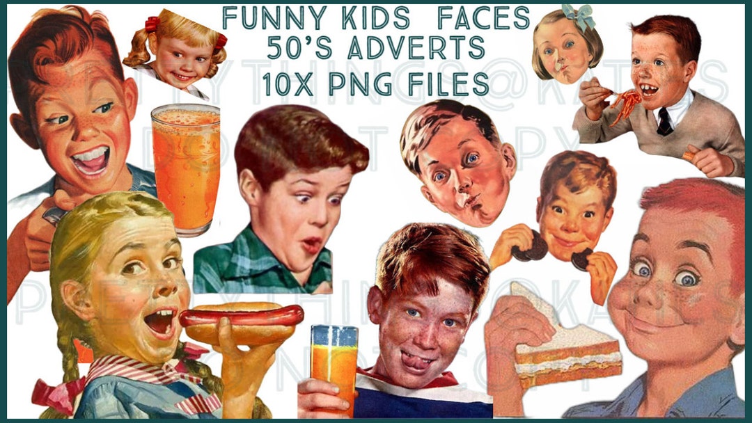 50s Kids Adverts, Funny Faces, 50s Children, Vintage, Clip Art, 50s ...