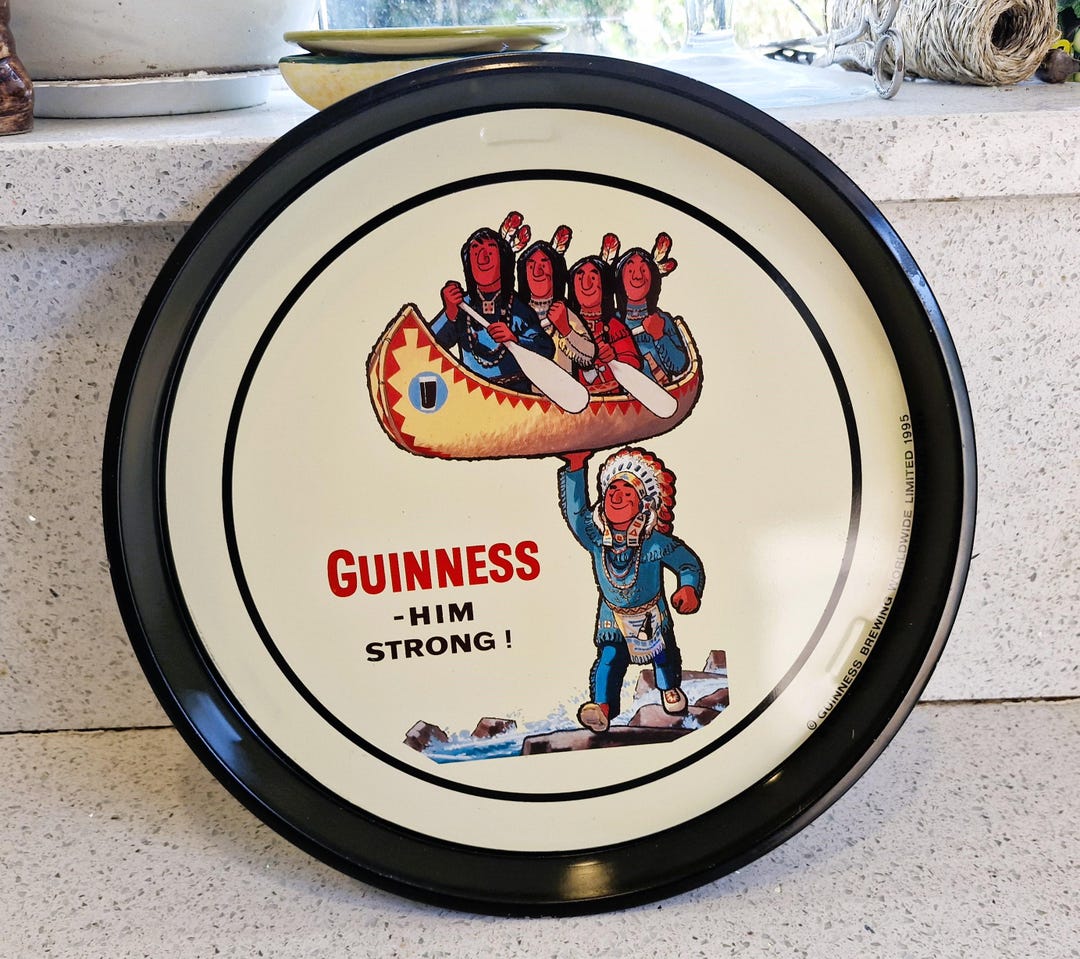Vintage 1995 Guinness Metal Beer Tray: "him Strong" Barware - Etsy