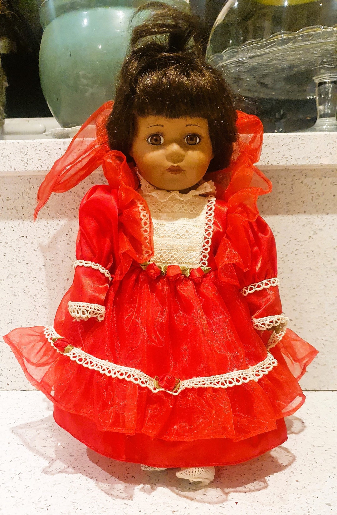 Vintage Black Porcelain Doll 70s Made by Leonardo Cute - Etsy