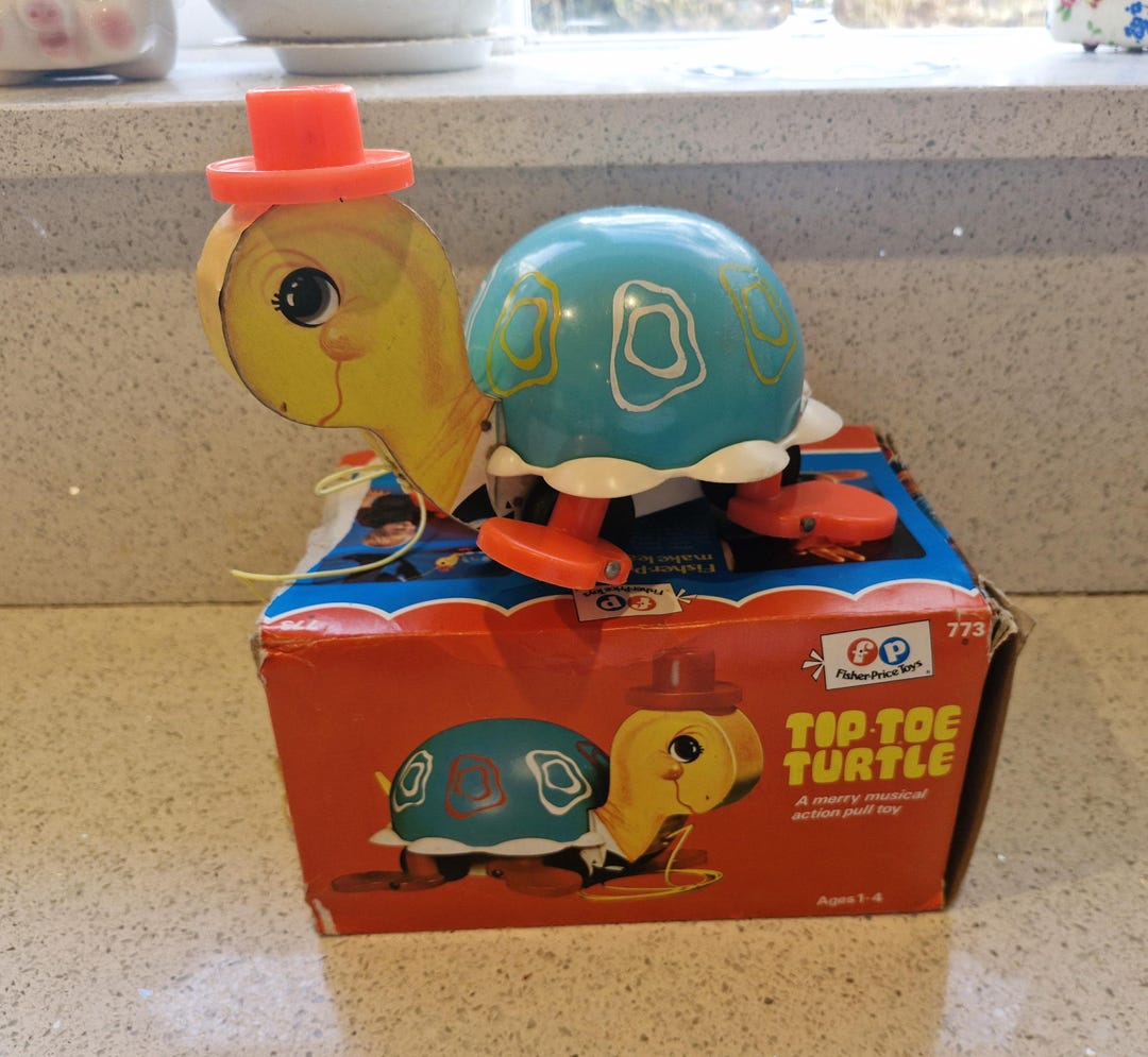 Fisher Price Tippy Toe Turtle, Fisher Price Pull Along Turtle, Vintage ...