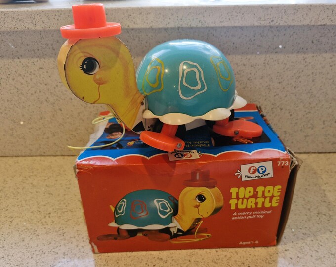 Fisher Price Tippy Toe Turtle, Fisher Price Pull Along Turtle, Vintage ...