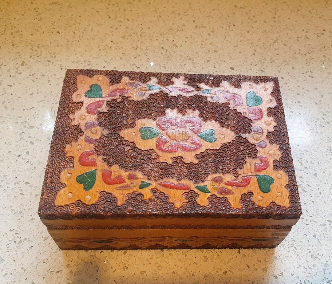 Vintage Russian Cigar Box, Russian, Hand Carved, Hand Painted, Wooden ...