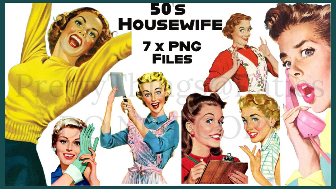 50's Housewife, Funny, Vintage, 1950s, Clip Art, Kitsch, Suburban, 50s ...