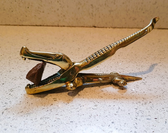 Quirky Vintage Nutcracker, Brass Alligator / Crocodile Nut Cracker ...