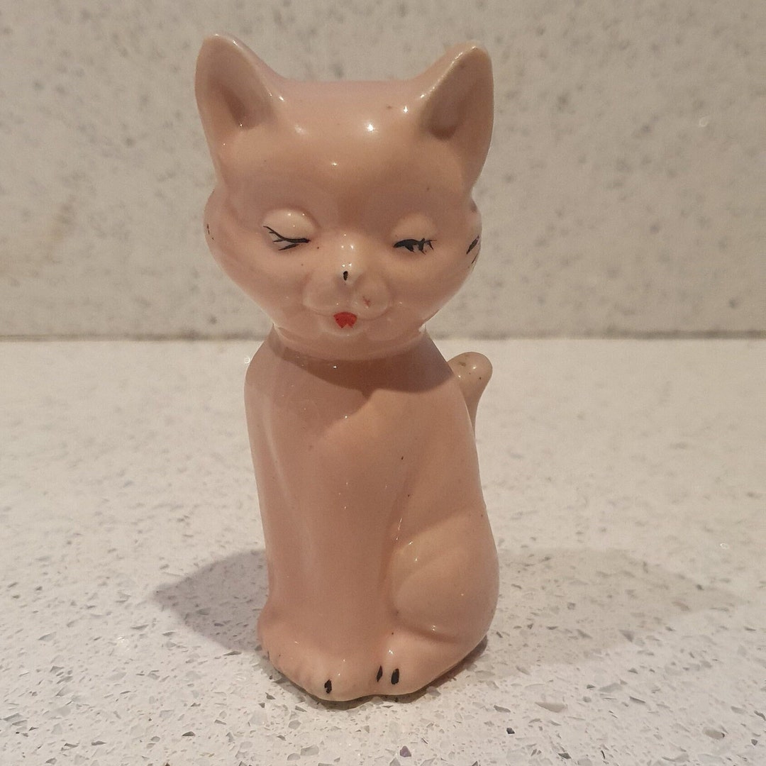 Vintage Kitsch Pink Cat Ornament: Quirky Home Decor (4 Inches) - Etsy ...
