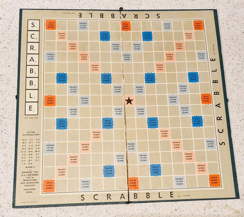 Scrabble Deluxe Edition, Draaitafel, Spears, Boxed, 1954, 1950s ...