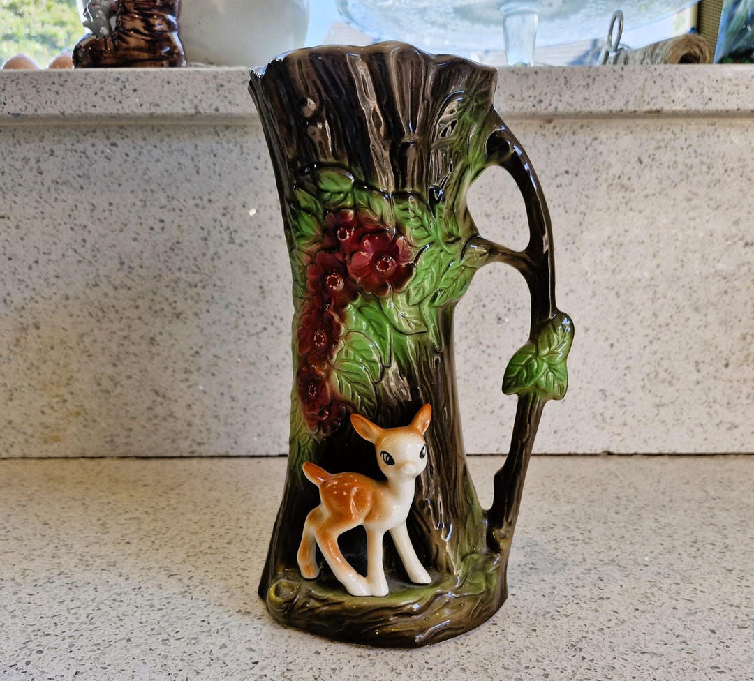 RARE, Fauna Vase, 60s Deer, 60s Kitsch, Withernsea, Eastgate Pottery ...