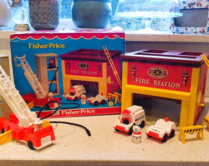 Vintage, Fisher Price, Fire Station, COMPLETE, Boxed, Mint Condition ...