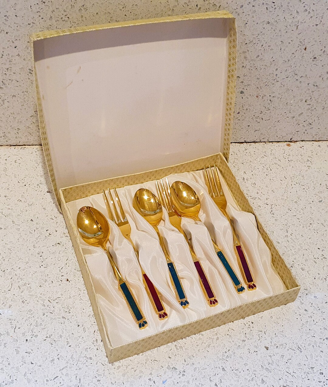 Vintage Eetrite 24 Carat Gold Plated Enamel Cutlery - Art Deco Style - Etsy