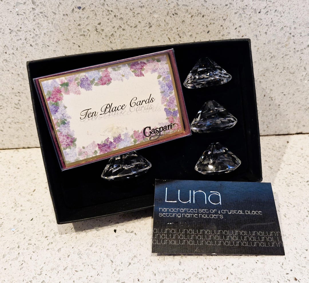 Vintage LUNA Crystal Place Card Holders - Handcrafted, Boxed Set - Etsy