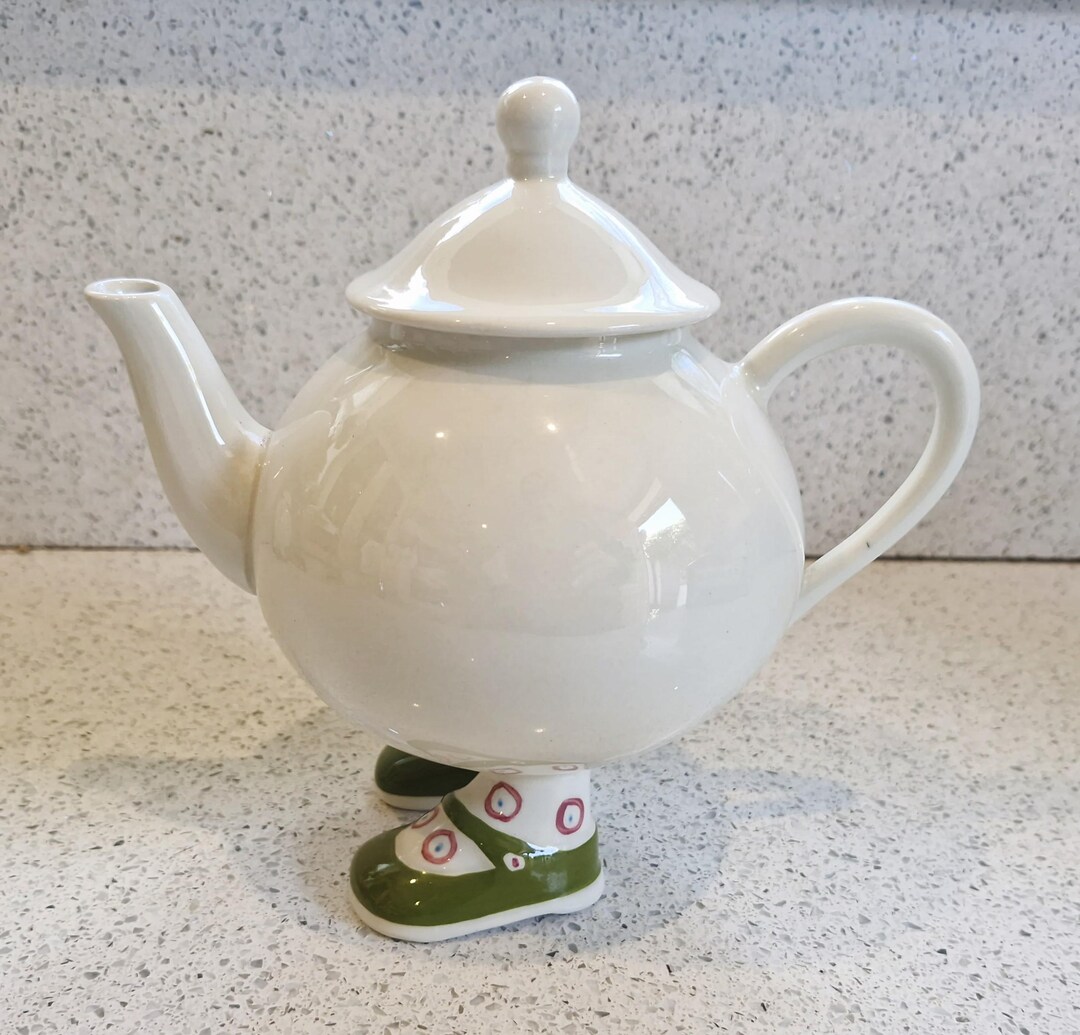 Carltonware Walking Teapot: Hand-painted English Pottery, Green - Etsy