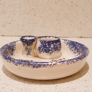 Vintage French Olive Dish, Olives, Pits, Noyaux, Blue and White, Hand ...