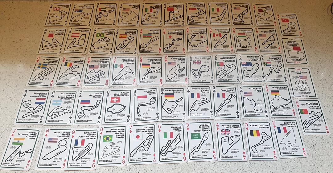 54 F1 Tracks, Poker Cards, Formula One, Grand Prix, 54 Circuits, Poker ...