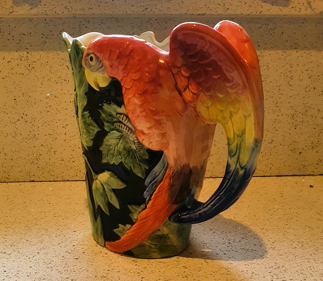 Vintage Fitz and Floyd Parrot Jug, Pitcher, Vase, Parrot, Large ...