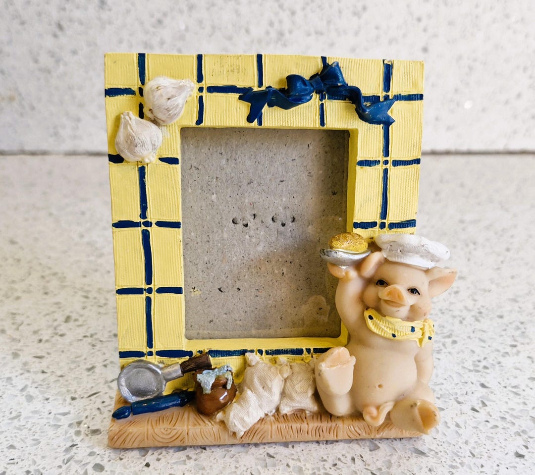 Pig Picture Frame, Pig Chef, Piggy, Picture Frame, Vintage, Farmhouse ...