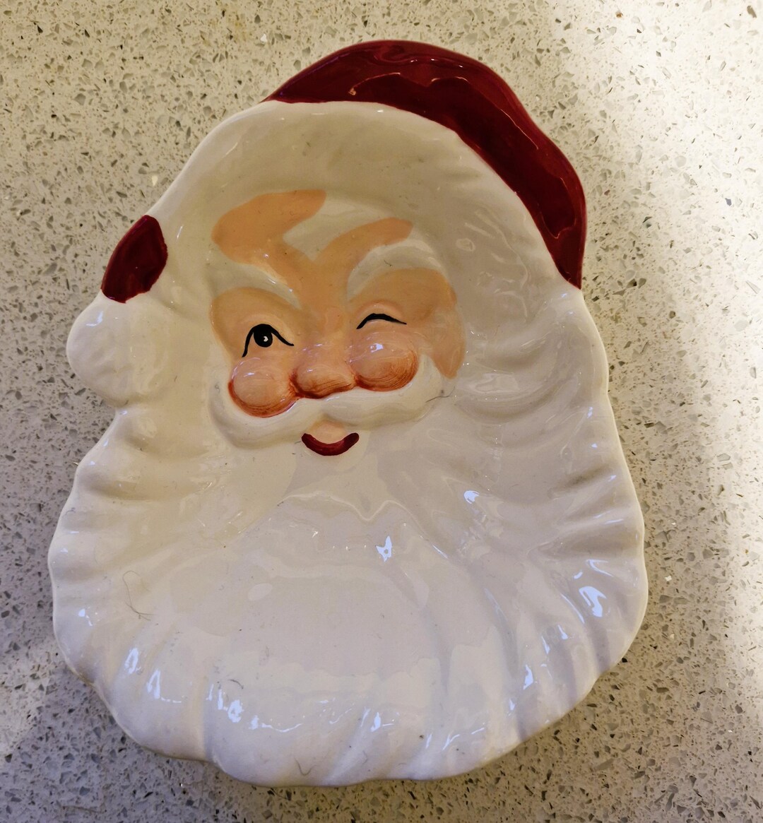 Vintage Santa Cookie Plate, Santa Spoon Rest, Santa Plate, Vintage ...