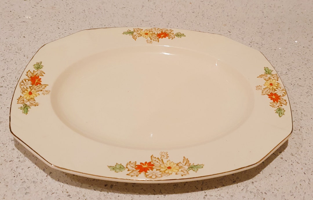 Alfred Meakin Marigold Bone China Platter: Floral Astoria Orange Flower ...