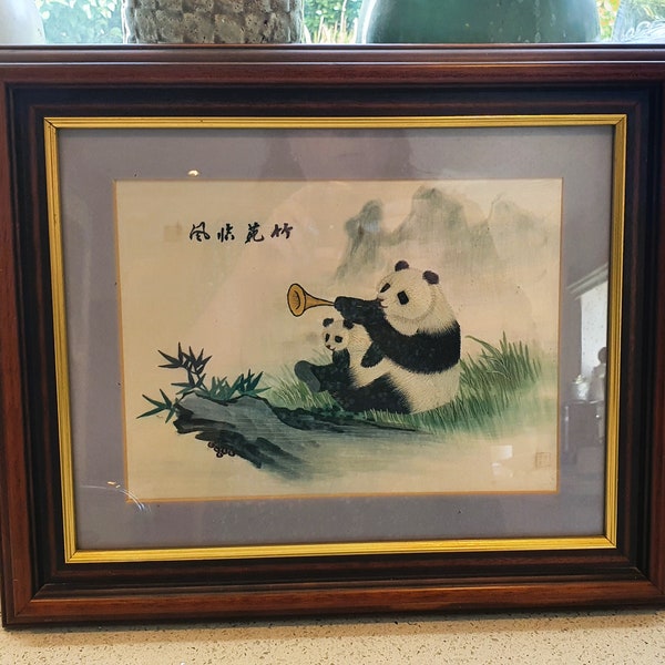 Chinese Embroidery Pandas in Frame - Etsy