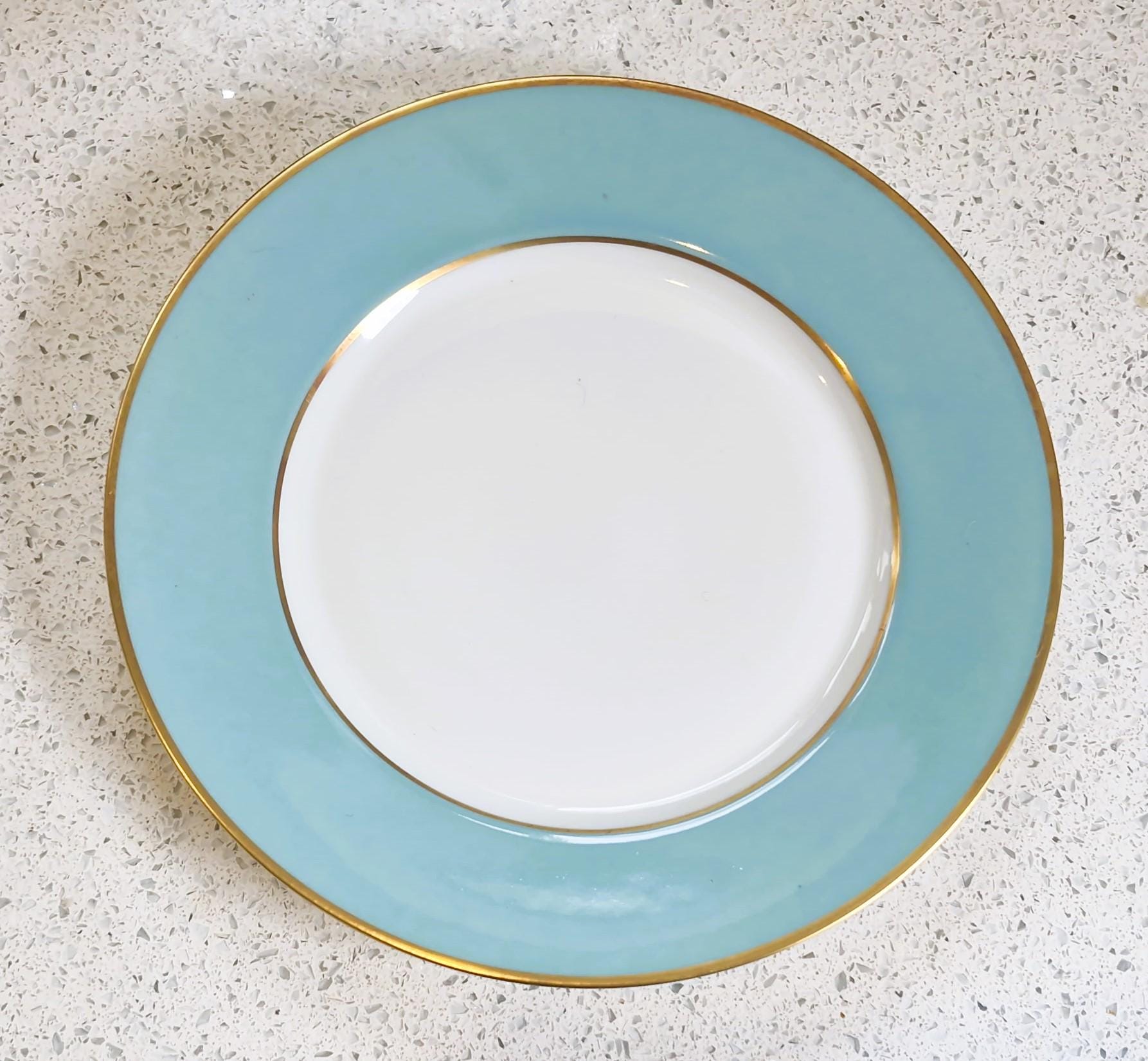 Harrods Limoges Lege Plates: Hand-painted 22k Gold, Blue & White (22cm ...