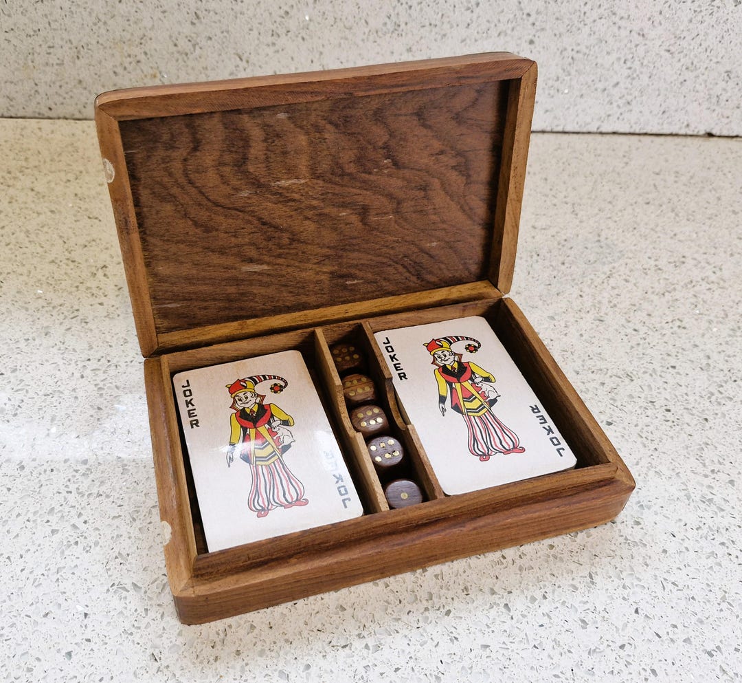 Vintage Playing Cards Box, Playing Cards, Wooden Box, Poker Cards ...