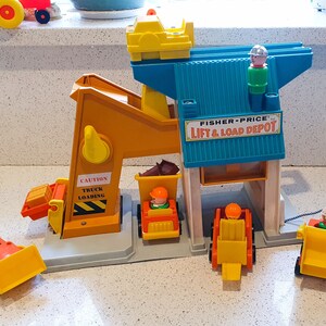 Vintage Fisher Price Lift and Load Depot - Construction Trucks & Little ...