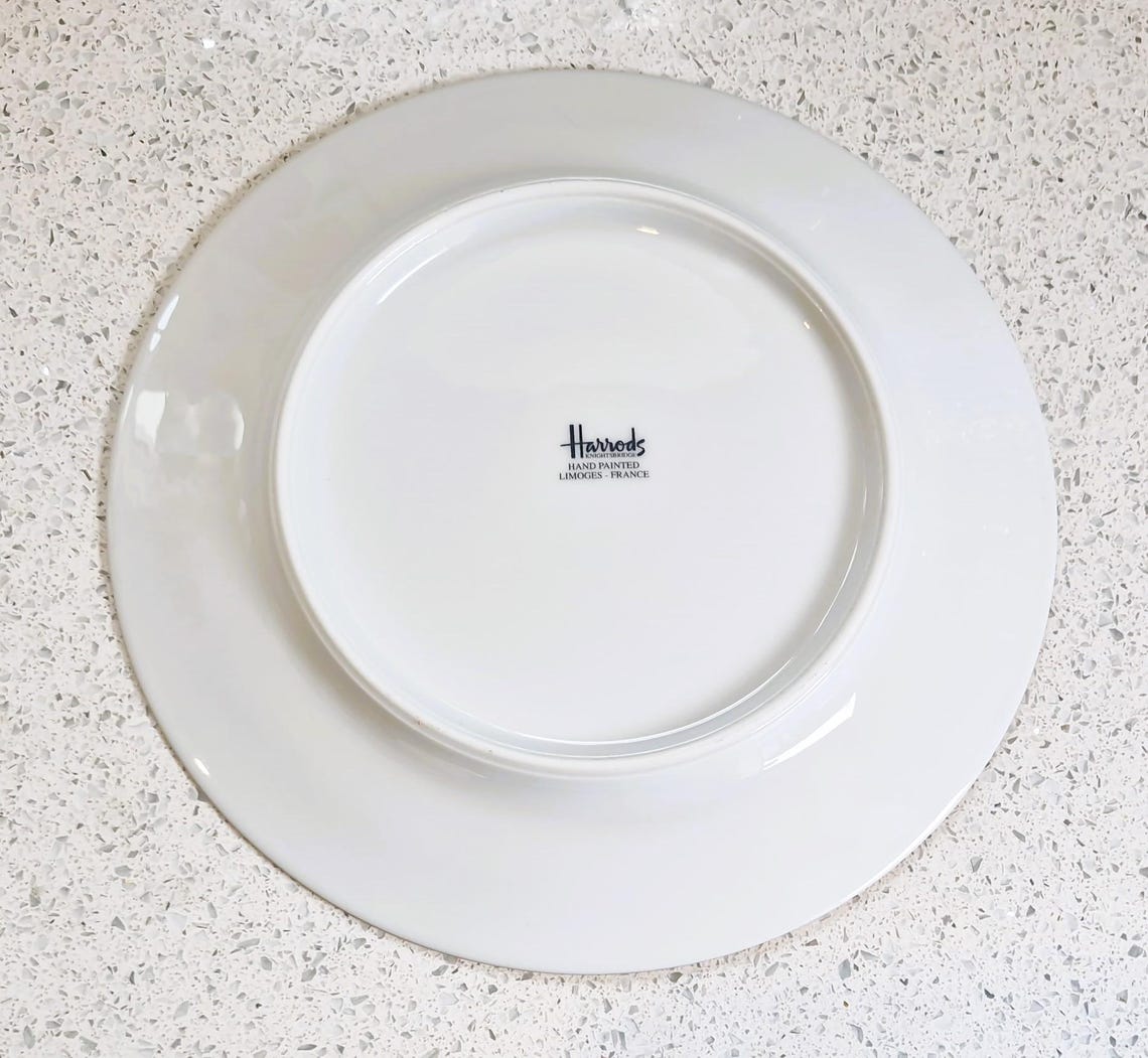 Harrods Limoges Lege Plates: Hand-painted 22k Gold, Blue & White (22cm ...