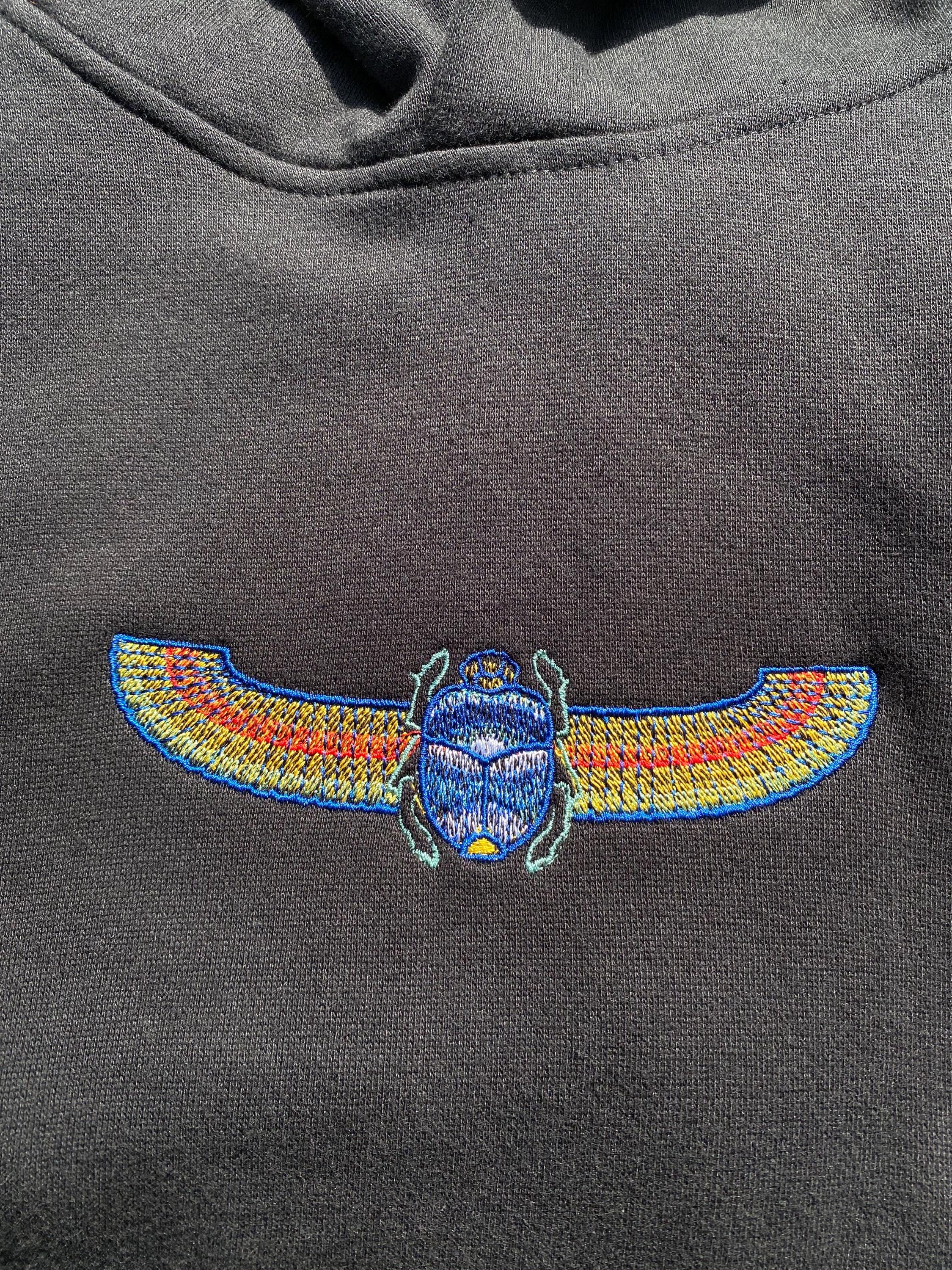 Embroidered Egyptian Scarab Hoodie - Etsy